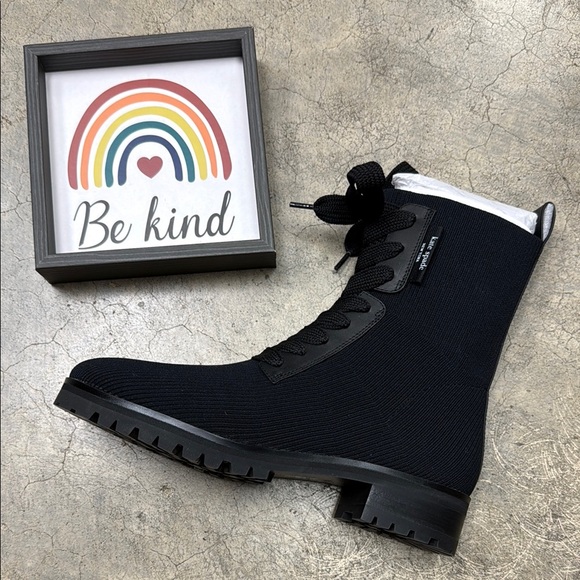 kate spade | Shoes | Kate Spade Black Combat Moto Boots Sturdy Laceup ...